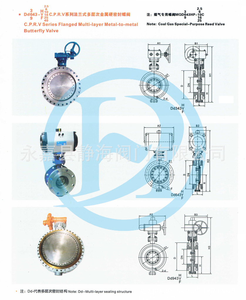 厂家直销D343H-10/16C型法兰蜗轮三偏心硬密封铸钢蝶阀 - 阀批发网